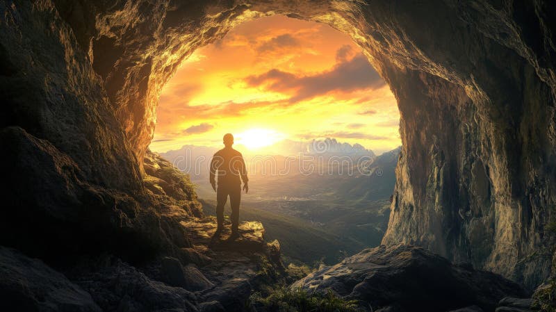 Man Stepping through a Portal of Darkness Stock Illustration ...