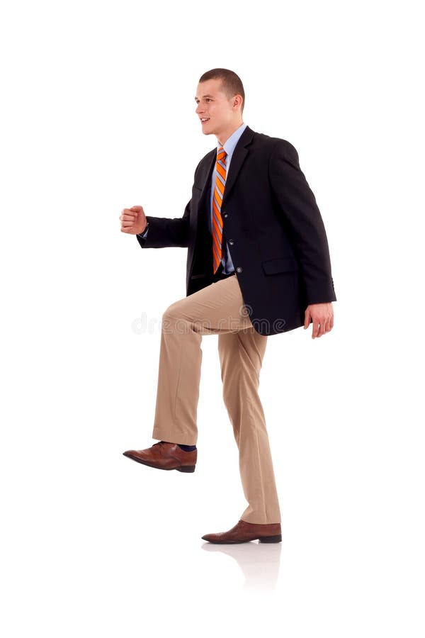 Man stepping up stock image. Image of walking, suit, male - 16433255