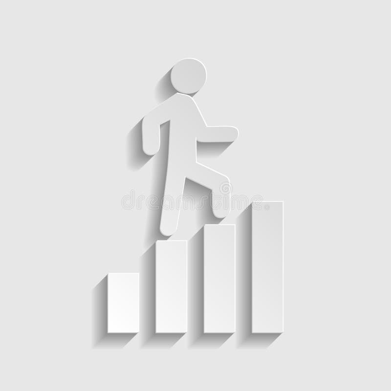 Man is Stepping Up on Bars Sign. Paper Style Icon. Illustration. Stock ...