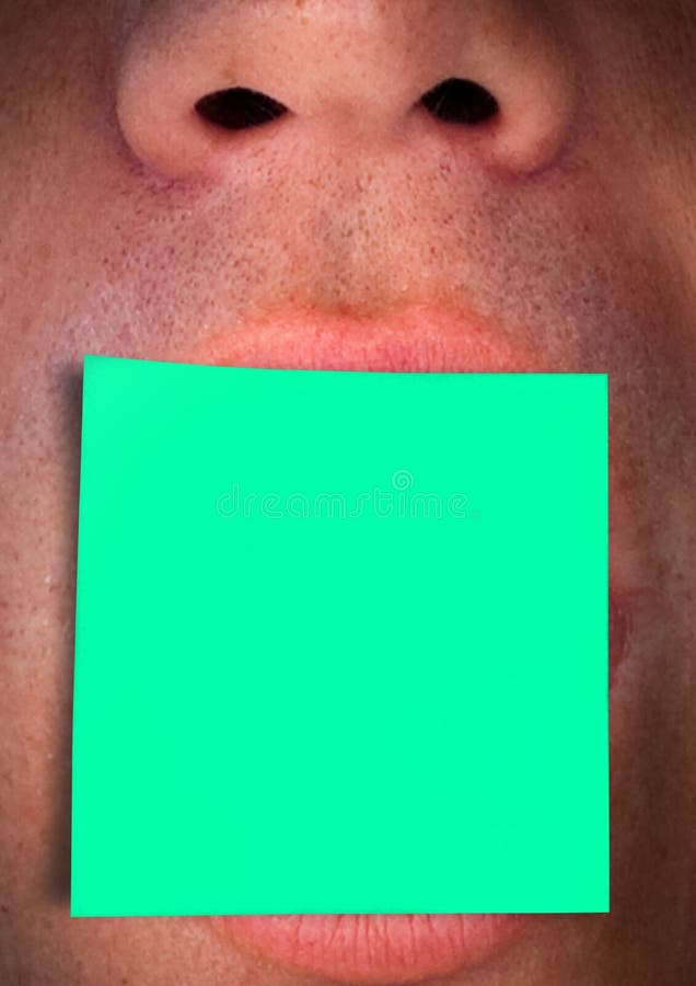 Man with Sticky Note Over His Mouth Stock Image - Image of aback, paper ...