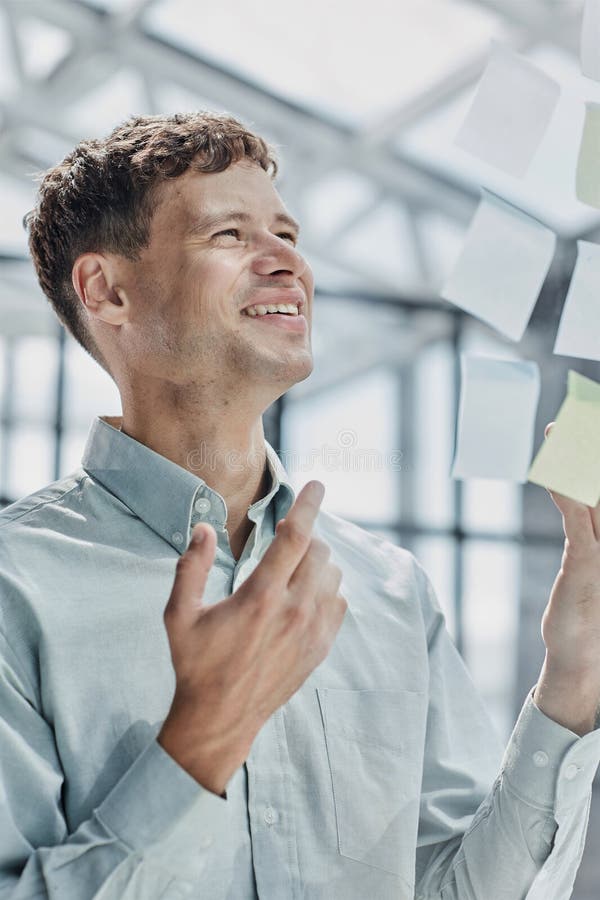 Businessman, Sticky Notes and Work Schedule for Project Planning Stock ...