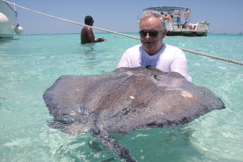 Man with stingray editorial stock photo. Image of carribean - 53880778