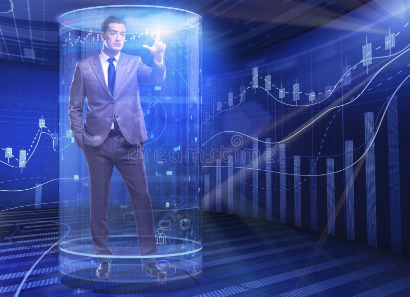 The Man in Stock Exchange Trading Concept Stock Illustration ...