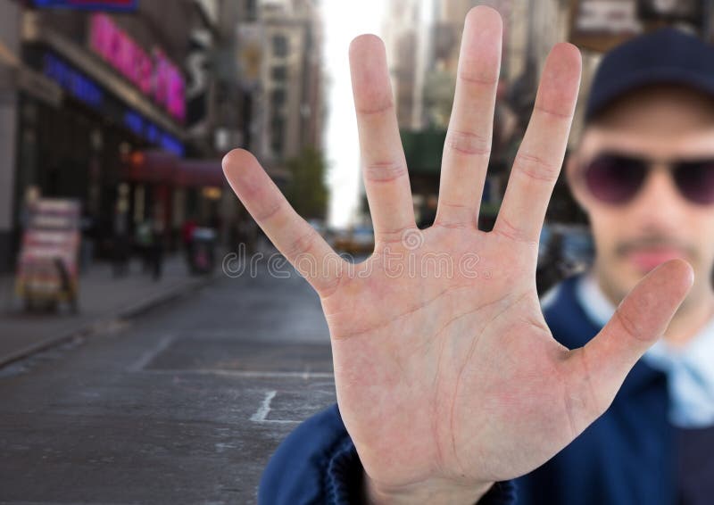 Man with Stop Hand Gesture on Street Stock Photo - Image of crime ...