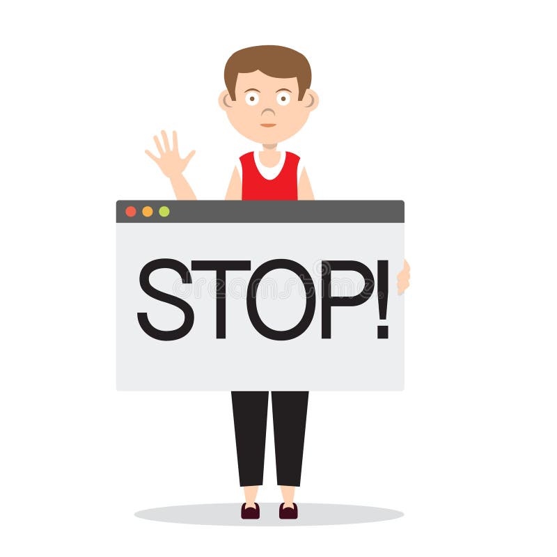 Man with Stop Sign Vector Illustration Stock Vector - Illustration of ...