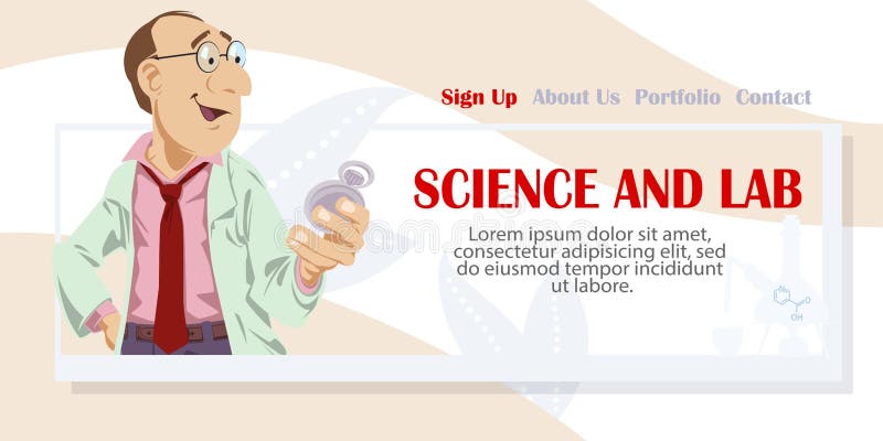 Man with Stopwatch. Scientist Does Experiment. Illustration for ...