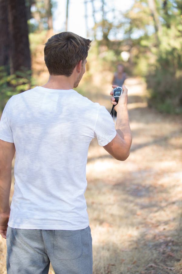 Man with Stopwatch Waiting for Runner Stock Image - Image of spring ...