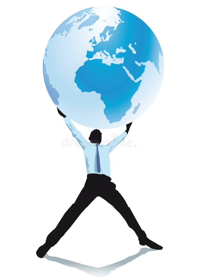 Man Straining To Hold Earth Stock Vector - Illustration of male ...