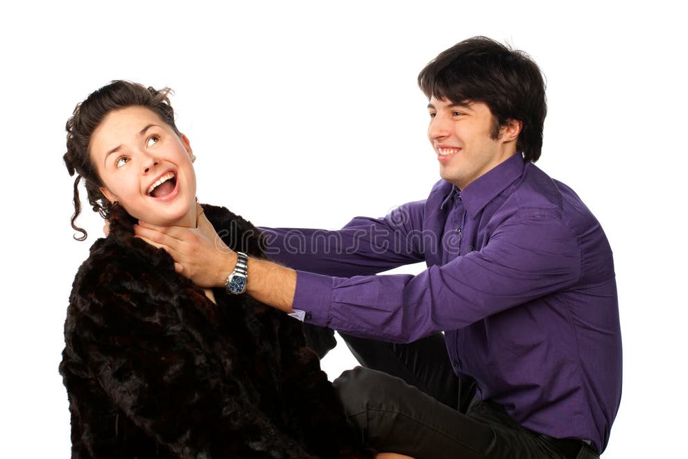 Man strangling a woman stock photo. Image of flirting - 13275414