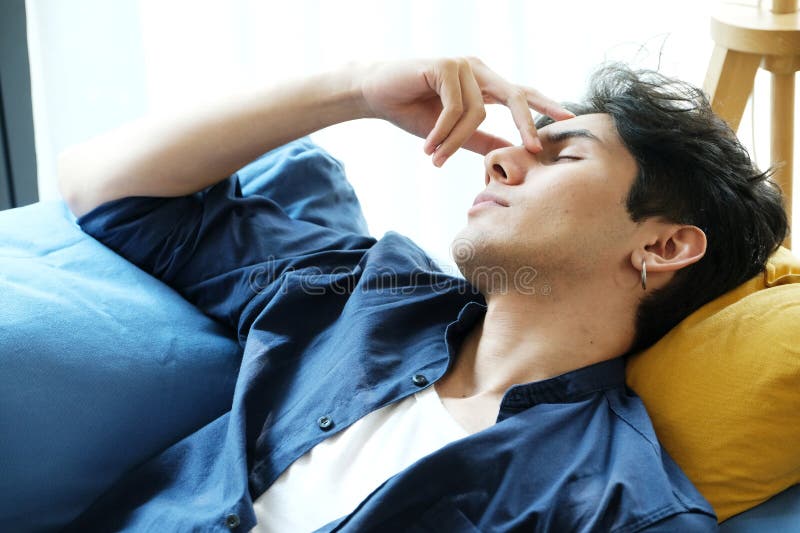 Man Stressed, Exhausted from Work at Night, People Negative Expression ...