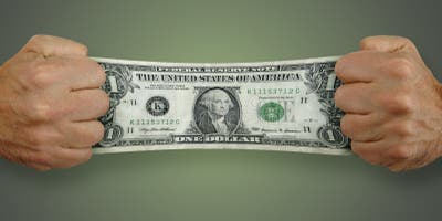 Man Stretches a $1 Dollar Bill Stock Image - Image of dollar, rubber ...