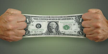 Man Stretches a $1 Dollar Bill Stock Image - Image of dollar, rubber ...