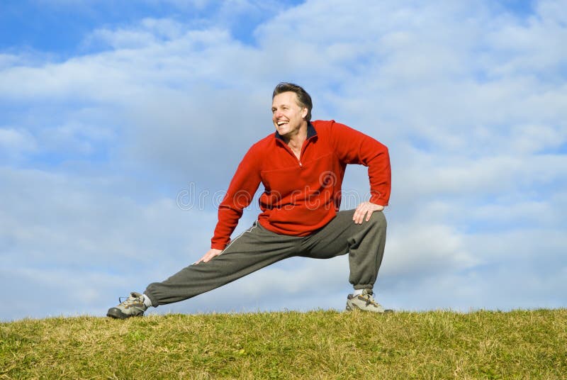 Man stretching. stock image. Image of outdoors, happy - 8338597