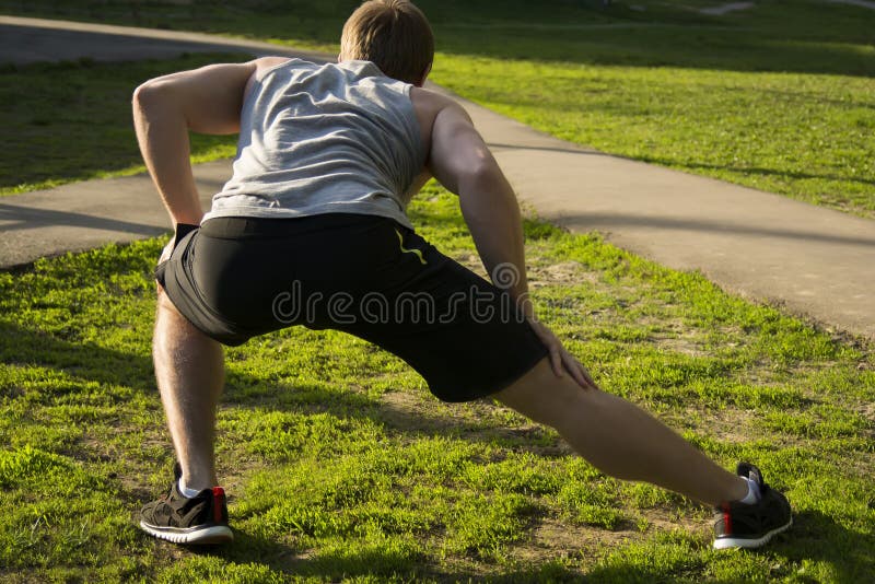 Man is stretching stock photo. Image of exercise, health - 55249532