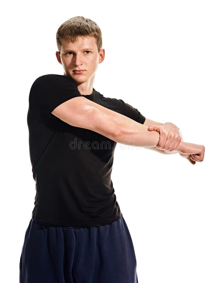Young Man Stretching His Arm Stock Photo - Image of healthy, full: 72630446