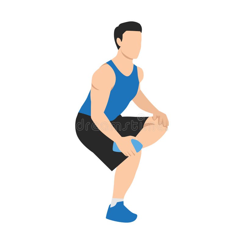 Man Stretching Thigh with Standing Hamstring Stretch. Stock Vector ...