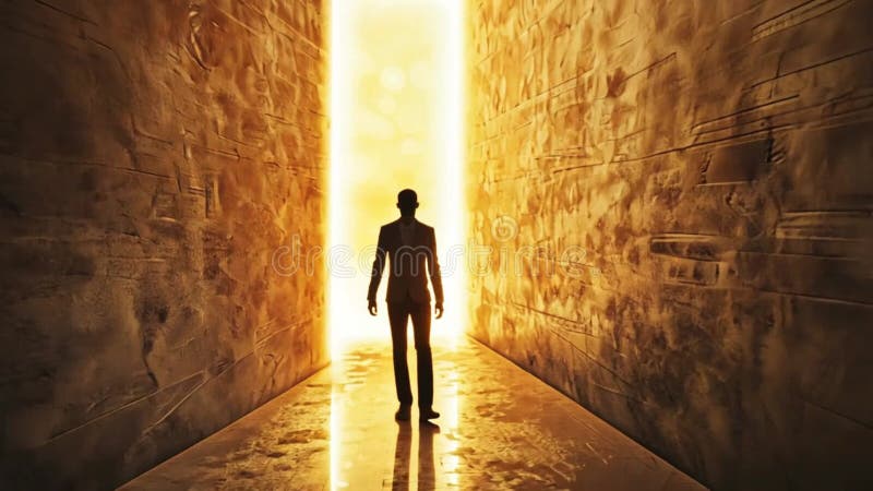 Man Approaching Camera in Lit Corridor Stock Footage - Video of light ...