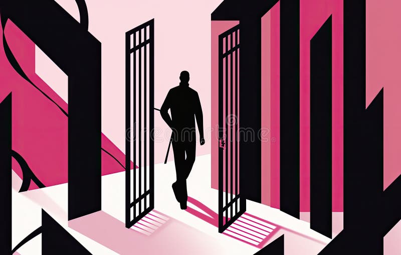 Man Strolling Under Iron Gate in Abstract Minimalism (AI Generated ...