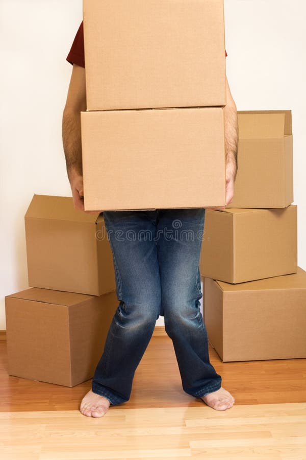 Man moving boxes. stock image. Image of package, carton - 51693737