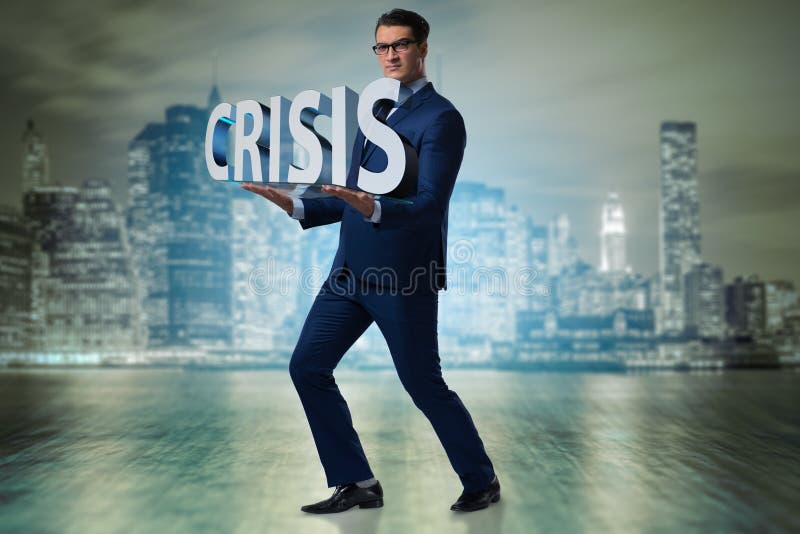 The Man Struggling with Crisis in Business Concept Stock Photo - Image ...