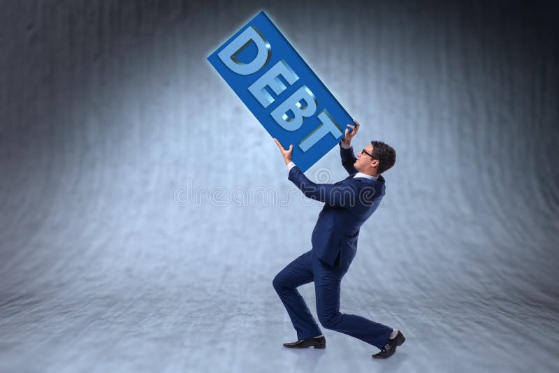The Man Struggling with High Debt Stock Image - Image of business ...