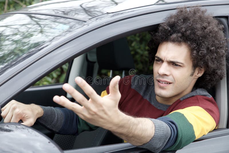 Man Stuck in Traffic Angry Driving Car Stock Photo - Image of annoyed ...