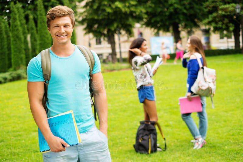 Man student in a city park stock photo. Image of outdoor - 41401332
