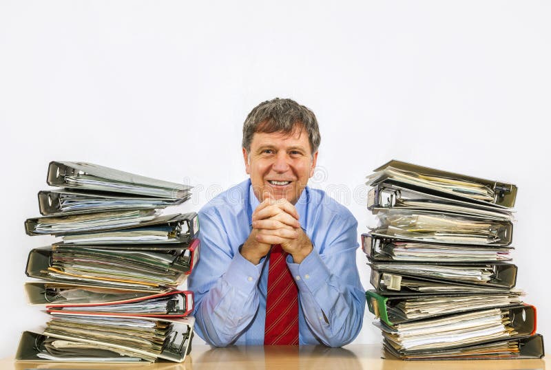 Man Studies Folder with Files at Desk in the Office Stock Photo - Image ...