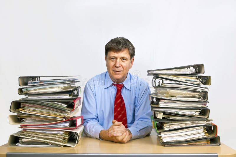 Man Studies Folder with Files at Stock Image - Image of educate ...