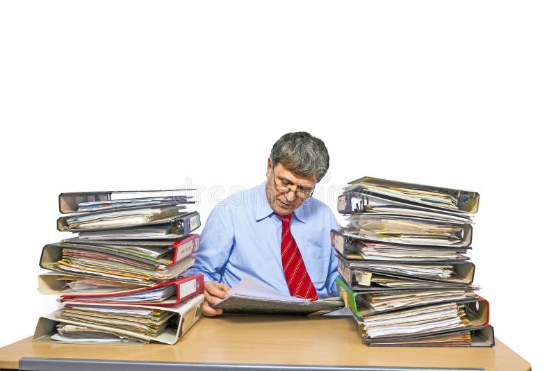 Man Studies Folder with Files at Stock Photo - Image of serious ...