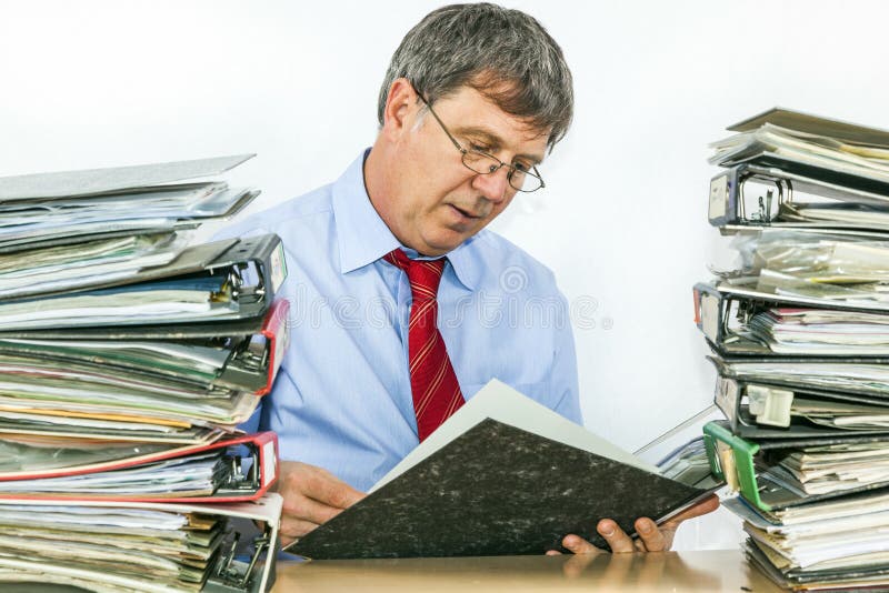 Man Studies Folder with Files at Stock Photo - Image of studying ...