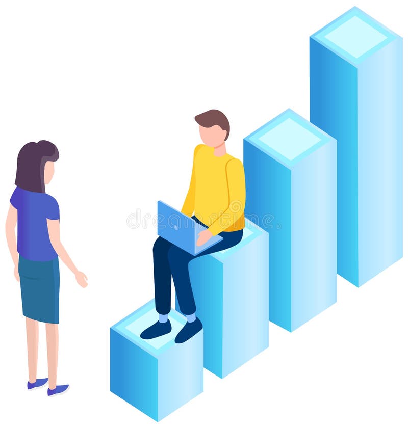 Man Studies Statistics Shown on Bar Chart. Analyze Diagrams Concept ... Man Studies Statistics Shown on Bar Chart. Analyze Diagrams Concept ...