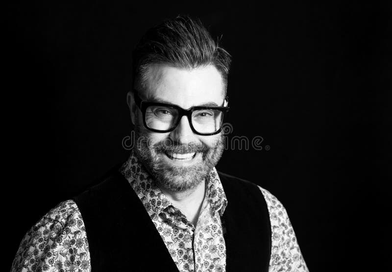 Man in Studio with Black Background Stock Photo - Image of hair ...