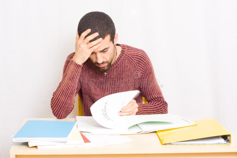 Man studying stock photo. Image of person, young, paper - 12431204