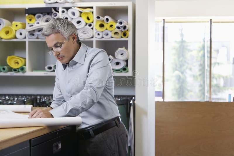 Man Studying Paperwork in Office Stock Image - Image of business ...