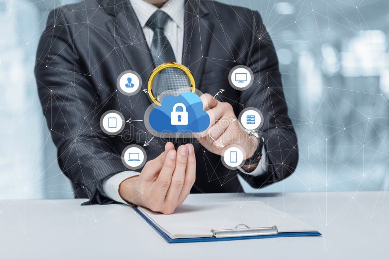 A Man is Studying the Security Structure of Data Storage Stock Image ...