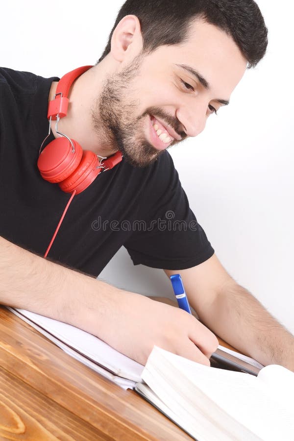 Man studying with tablet. stock photo. Image of caucasian - 96783014