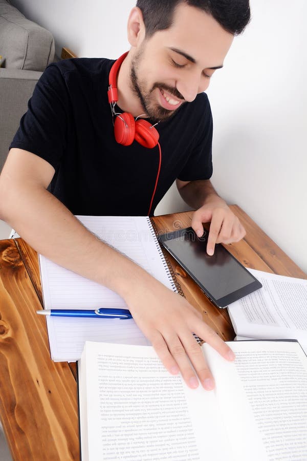 Man studying with tablet. stock photo. Image of education - 94485886
