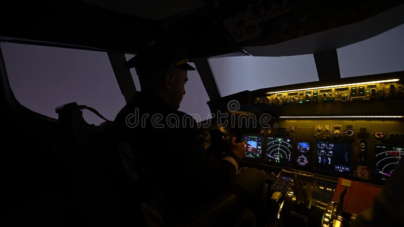 A Man is Studying To Be a Pilot in an Aircraft Simulator. Stock Video ...