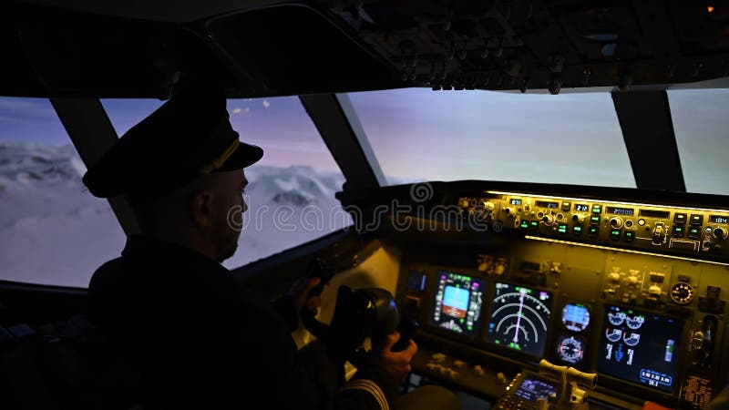 A Man is Studying To Be a Pilot in an Aircraft Simulator. Stock Footage ...