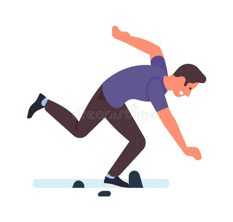 Man Stumbled Over Rock. Guy Falling Down Stock Vector - Illustration of ...