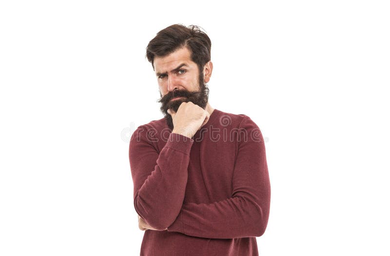 Man Stylish Hairstyle and Beard Making Decision. Businessman Concept ...