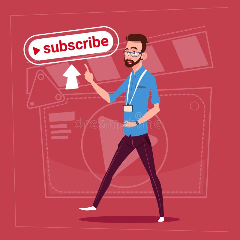 Man Subscribe Modern Video Blogger Vlog Creator Channel Like Stock ...