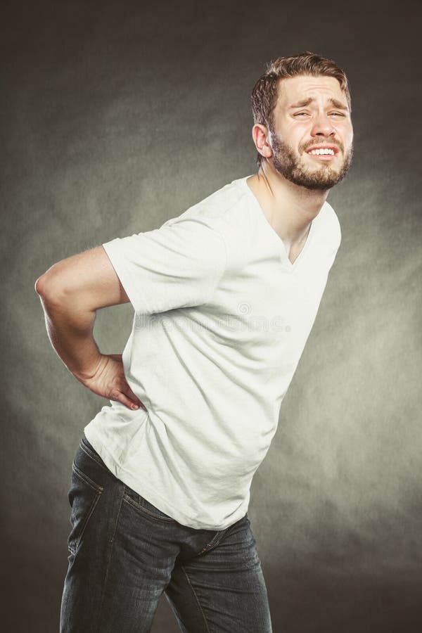Man Suffering from Backache Back Pain. Stock Image - Image of health ...