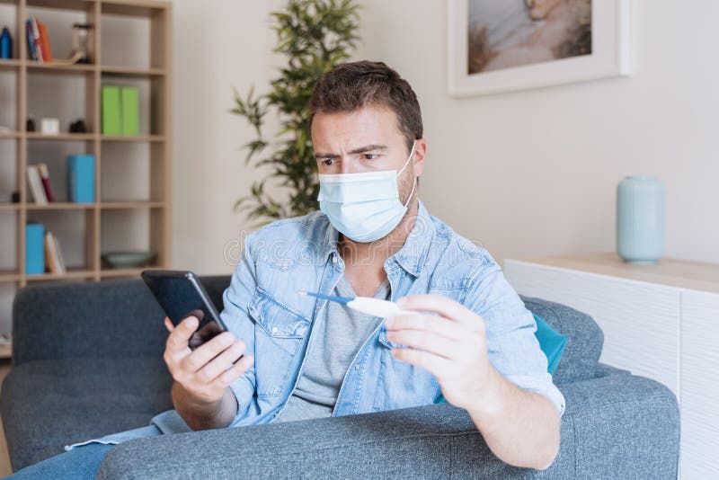 Man Suffering Cold and Flu Feeling Bad at Home Stock Photo - Image of ...