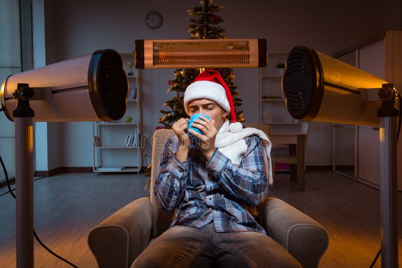The Man Suffering from Cold at Home Stock Image - Image of blanket ...