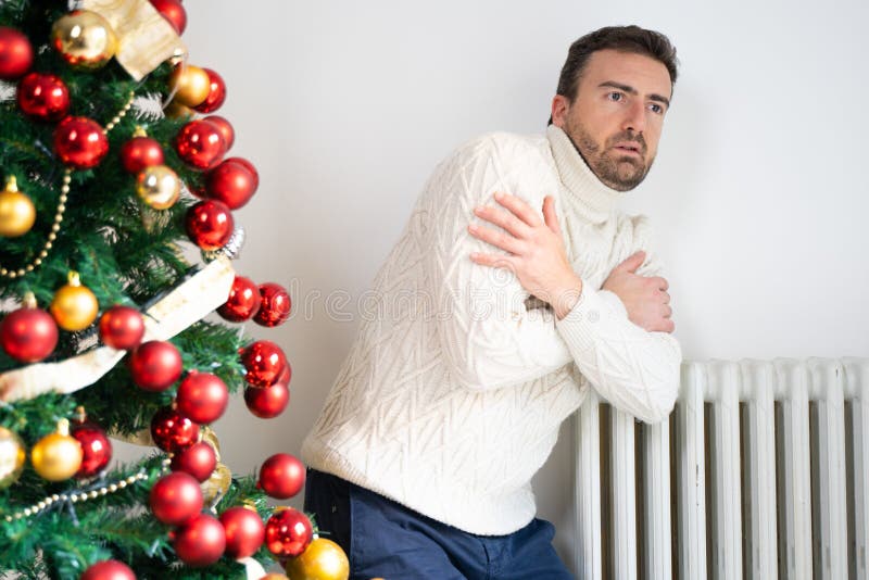 Man Suffering Cold at Home and Problem with House Heating during ...