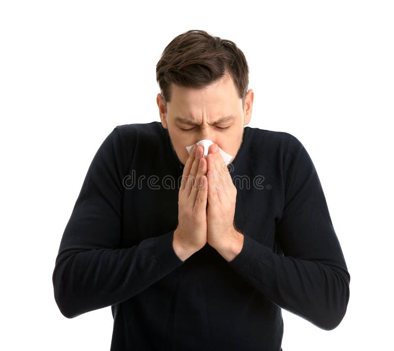 Man suffering from cold stock photo. Image of medicine - 140533482