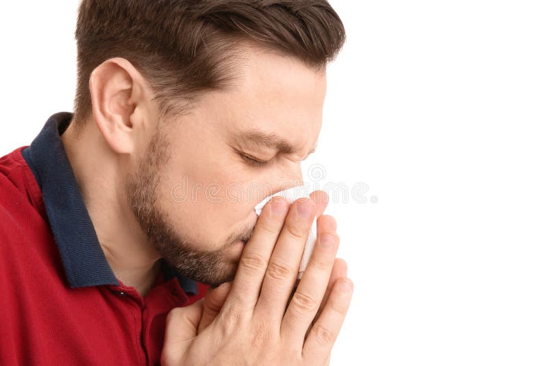 Man Suffering from Cold on White Stock Image - Image of ache, pain ...