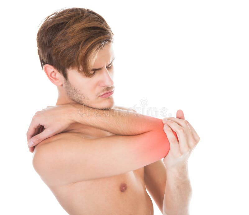 Man Suffering from Elbow Pain Stock Photo - Image of brunette ...